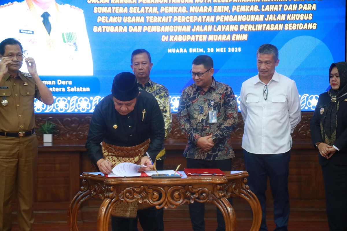 Gubernur Herman Deru Teken MoU Percepatan Infrastruktur Angkutan Batubara - katanda.id